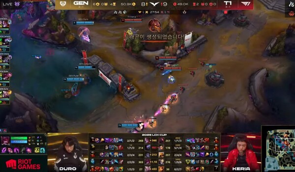 [LCK컵] 젠지, T1에 2세트 반격 성공...쵸비 활약 돋보여